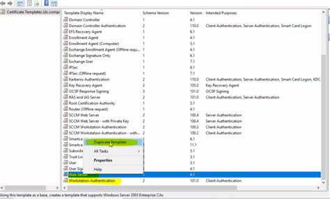 Workstation Authentication Certificate Template
