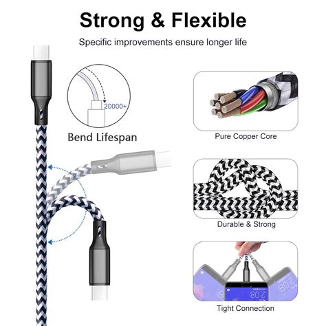 Cable De Carga Tipo C Cable De Carga Rápida 3 Pies6 Pies6 Pies Usb