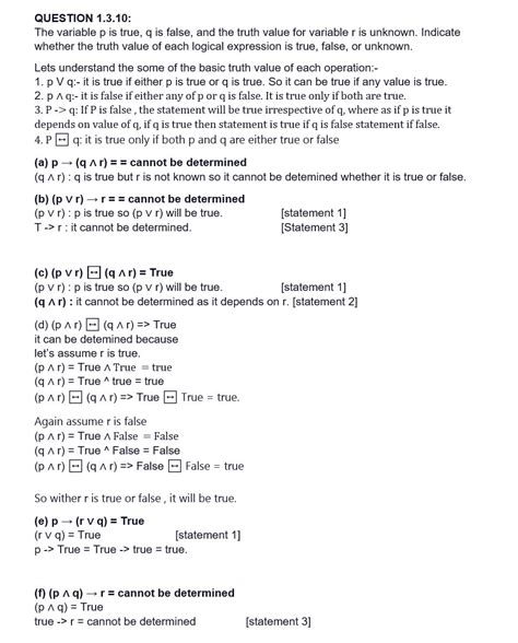[solved] exercise 1 3 1 truth values for conditional statements in
