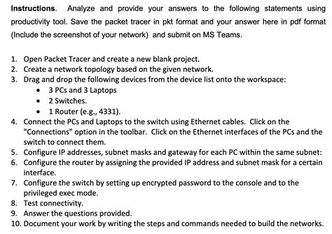 Solved Create A Network Topology Based On The Given Network Chegg