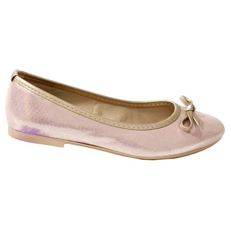 Zapato Flats Balerina Casual Niña Mujer T 23 Color Oro Rosado 1211