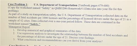 Solved Case Problem 1 Us ﻿department Of Transportation