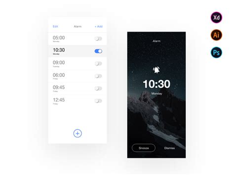 Mobile Clock App UI Freebie Supply