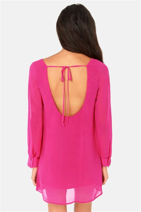 Pretty Fuchsia Dress Shift Dress Backless Dress 4100