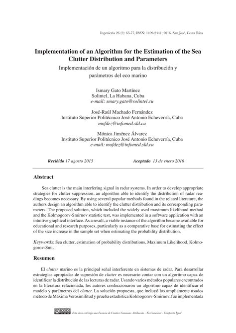 Pdf Implementation Of An Algorithm For The Estimation Of The Sea