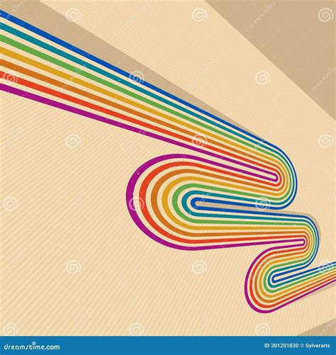 Retro Style Abstract Background With Curve Lines In All Colors Of Rainbow Stock Vector