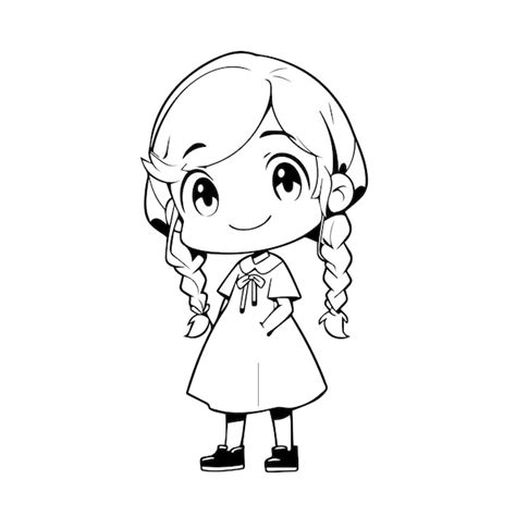 Coloring Page Outline Cartoon Girl Coloring Pages Eps Premium Ai