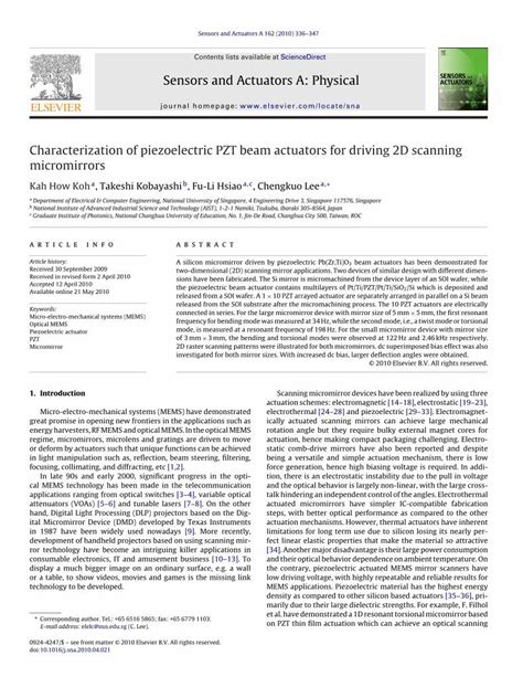 pdf characterization of piezoelectric pzt beam actuators for driving