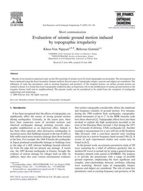 Evaluation Of Seismic Ground Motion Induced By Topographic Irregularity