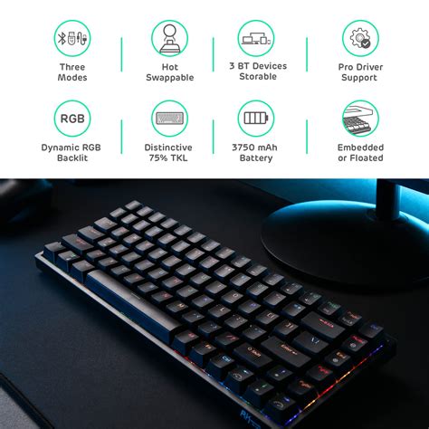 Buy RK ROYAL KLUDGE RK Wireless Bluetooth Ghz RGB Mechanical Gaming Keyboard Three