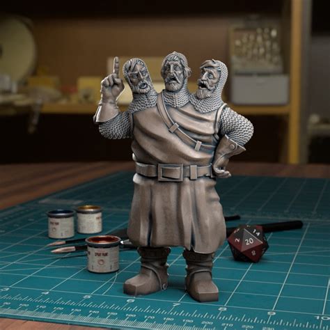 Three Headed Giant Figure Unpainted 3D Buy On G4SKY Net