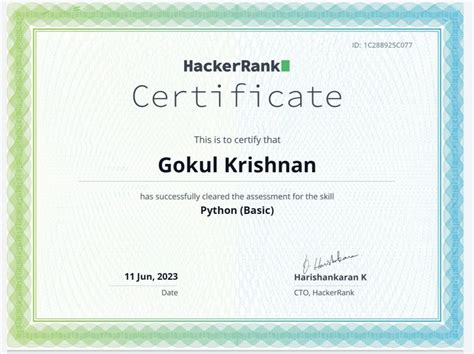 Gokul Krishnan On Linkedin Pythoncertified Hackerrankcertification