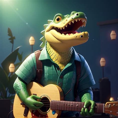 Premium Photo Cute Crocodile Singing Cartoon Vector Icon Illustration