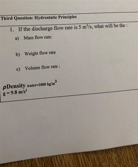 Solved Third Question Hydrostatic Principles If The Chegg
