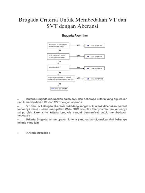 Brugada Criteria Untuk Membedakan Vt Dan Svt Dengan Aberansi Pdf