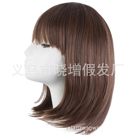 时尚动漫假发 亚麻色空气刘海波波头 通高温丝亚麻黄假发现货批发 阿里巴巴