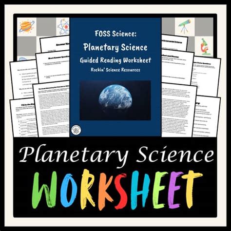 planetary science guided reading worksheet foss science tpt