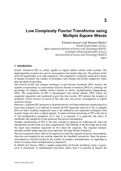 Low Complexity Fourier Transforms Using Multiple Square Waves