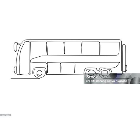 Dessin Continu Dune Ligne De Bus Touristique Illustration Vectorielle