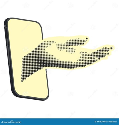 halftone hand in the smartphone stock vector illustration of smartphone sketch 317624092