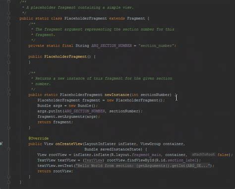 Создание фрагментов и использование вкладок для Android