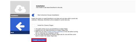 Installation Step 3 Run Shortpoint Spfx Installation From Dashboard