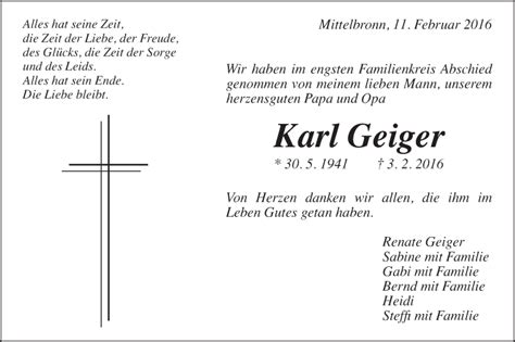 Traueranzeigen Von Karl Geiger OstalbTrauer