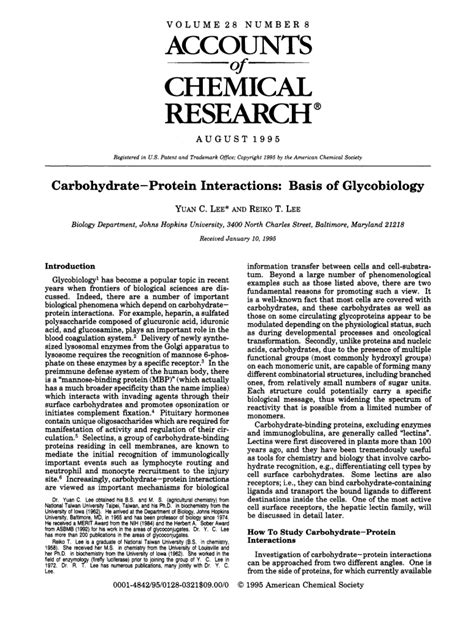 Carbohydrate Protein Interactions Basis Of Glycobiology Accounts Of