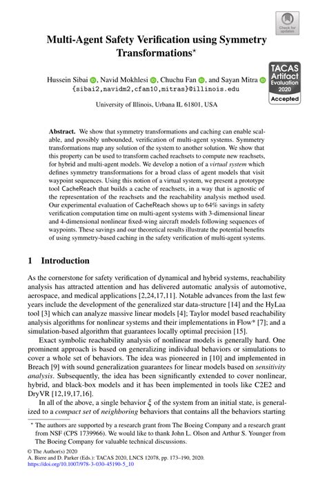 Pdf Multi Agent Safety Verification Using Symmetry Transformations
