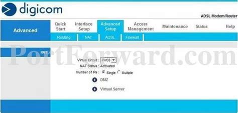 Simple Digicom Michelangelo Wave Router Port Forwarding Steps