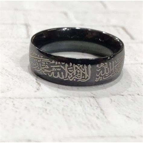Jual Cincin Tauhid Hitam Syahadat Muslim Tulisan Arab Islam Lafadz