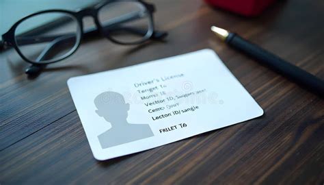 Driver S License On Dark Wooden Desk With Glasses And Pen Stock Image