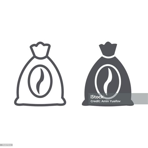 커피 가방 라인과 글리프 아이콘 커피 및 음식 커피 패키지 기호 벡터 그래픽 흰색 바탕에 선형 패턴 10에 대한 스톡 벡터 아트 및 기타 이미지 Istock