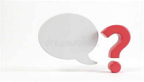 3d Render Question Mark Icon In Pastel Red Color Inside White Speech Bubble Isolated On White