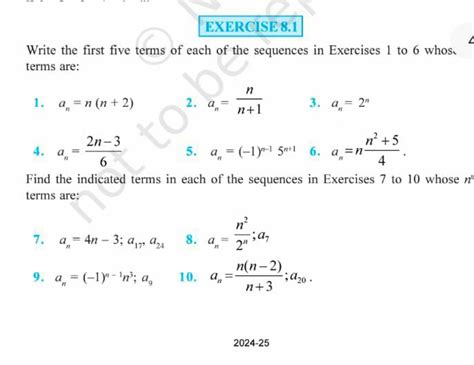 Exercise 8 1write The First Five Terms Of Each Of The Sequences In Exerc
