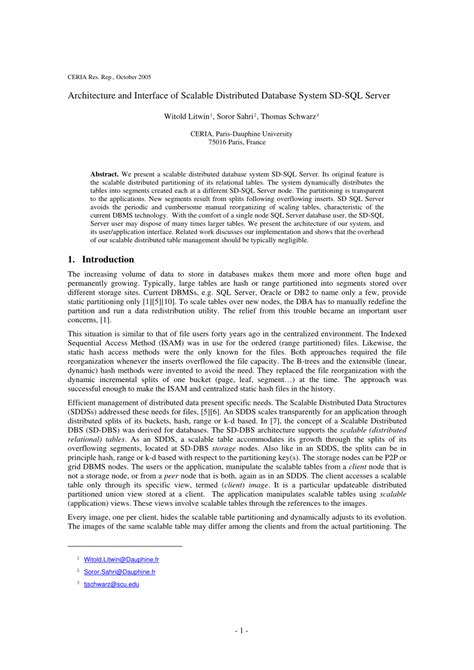 Pdf Architecture And Interface Of Scalable Distributed Database