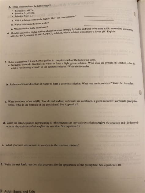 Solved Experiment 6 Prelaboratory Assignment Acids Bases Chegg