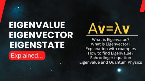 What Is Eigenvalue And Eigenvector Eigenvalue In Quantum Mechanics What Is Eigenvector YouTube