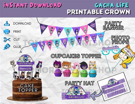 Printable Gacha Life Party Kit Gacha Life Cake Topper Gacha Life