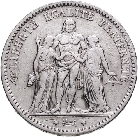 Монета Франция 5 франков 1875 стоимостью 4393 руб.
