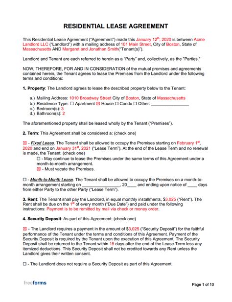 Free Rental Lease Agreement Templates Pdf Word