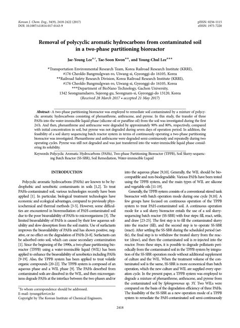 Pdf Removal Of Polycyclic Aromatic Hydrocarbons From Contaminated
