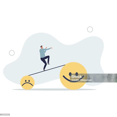 이완은 불안을 만들거나 스트레스를 행복 낙관적 인 구호 또는 금속 질병 치료 양극성 장애 또는 마음 챙김 사고 Conceptflat Designillustration