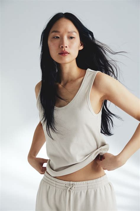 Ribbed Tank Top Light Beige Ladies Handm Us