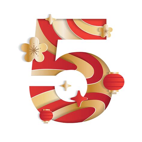 5 Numeric Number Chinese New Year Concept Character Font Letter