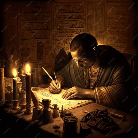 Premium Photo Illuminated Ancient Egyptian Scribe At Work