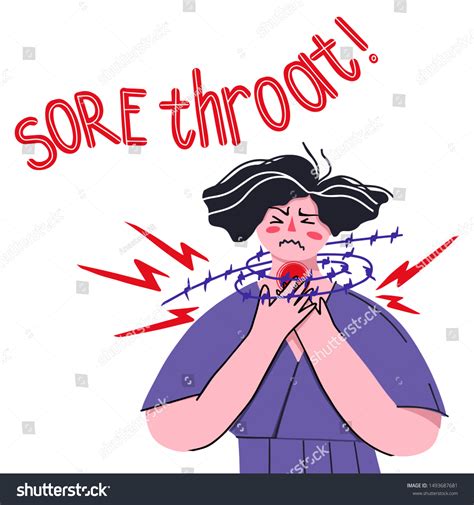 Vector Illustration Sore Throat Girl Character Stock Vector Royalty