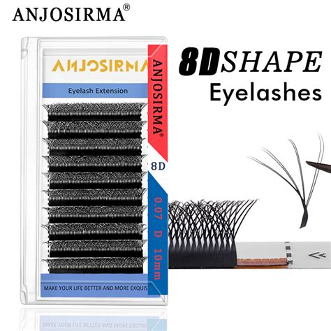 Anjosirma 8d W Eyelashes Double Layer 4d Shape Extensions 8 15mm