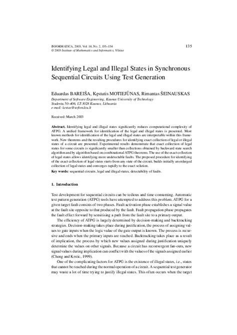Pdf Identifying Legal And Illegal States In Synchronous Sequential