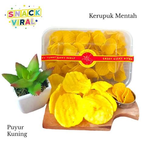 Promo Snack Viral Kerupuk Puyur Kuning Mini Poco Krupuk Kering Mentah Box Premium Diskon 2